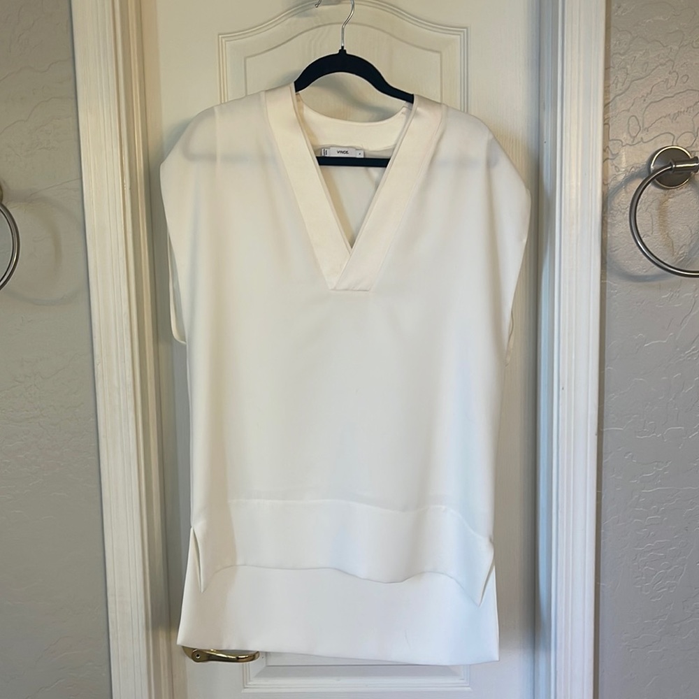 Vince Tunic- Cream Color- Satin Edge- Size Small - Gem